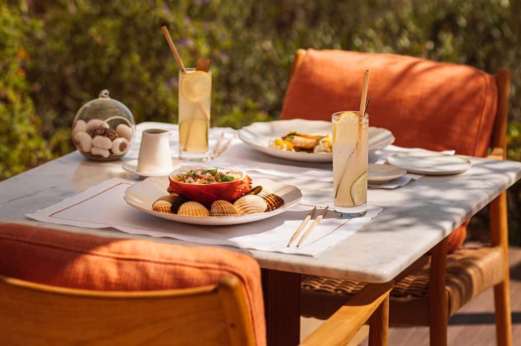 Pool beach: beachfront restaurant at Royal Mansour Tamuda Bay